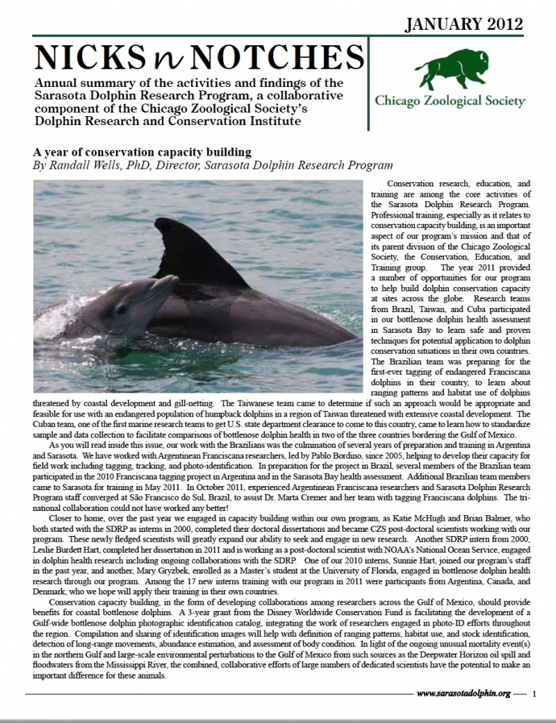 Annual Reports - Sarasota Dolphin Research Program